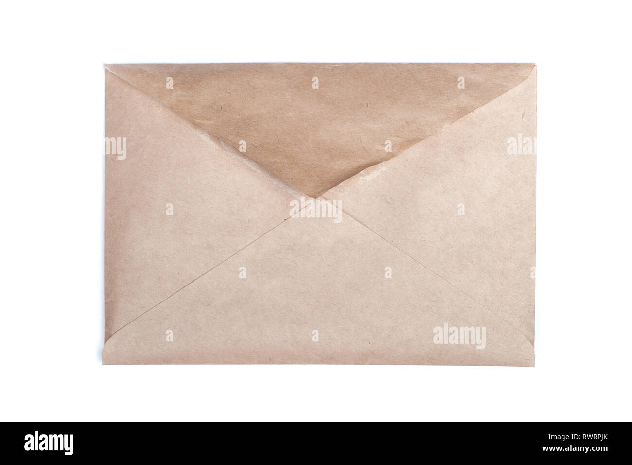 Old open envelope isolated on white background Stock Photo - Alamy