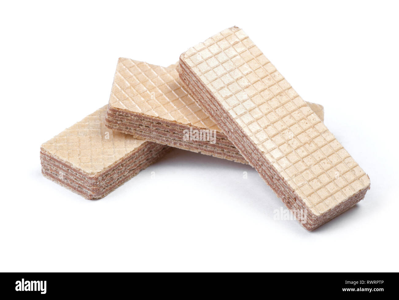 Four rectangle shape wafer biscuits isolated on white background Stock ...