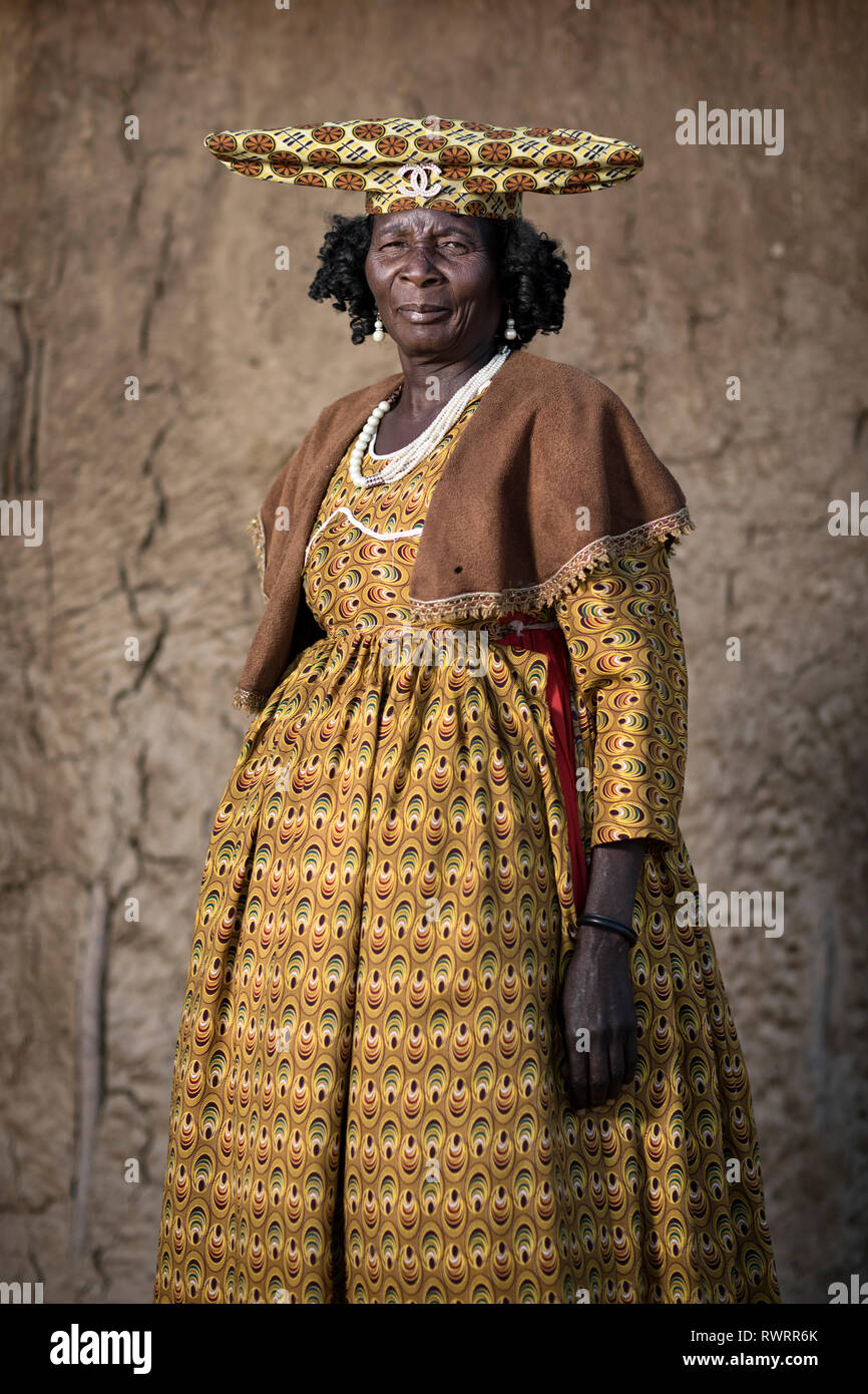 Portrait of a Herero lady taken in the Kunene Region of Namibia Stock ...