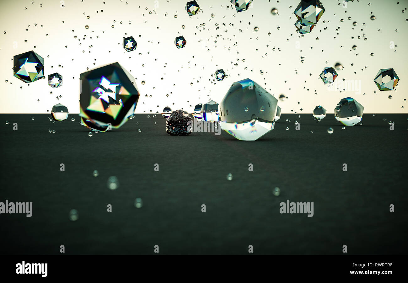 Glossy Diamonds on Black Floor 3d Illustration Stock Photo - Alamy