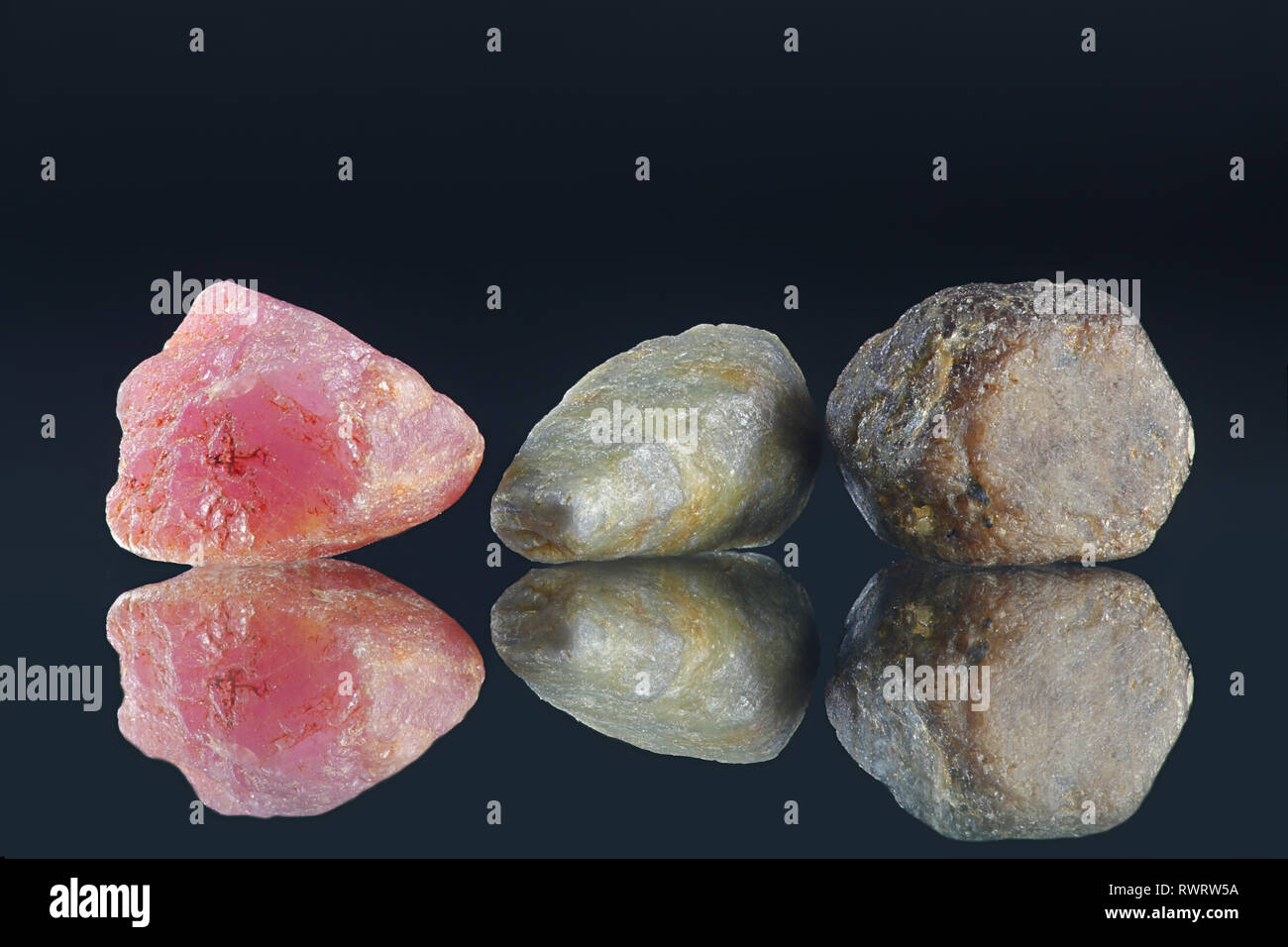Alluvial corundums from Lapland, red ruby and sapphires Stock Photo - Alamy