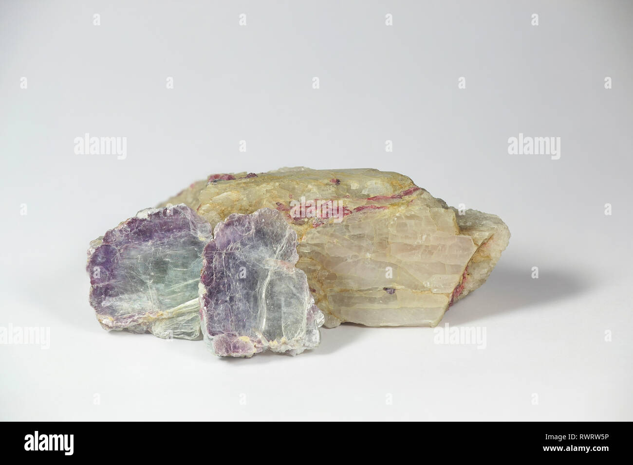 Major industrial lithium minerals. Shiny lithium mica lepidolite and ...