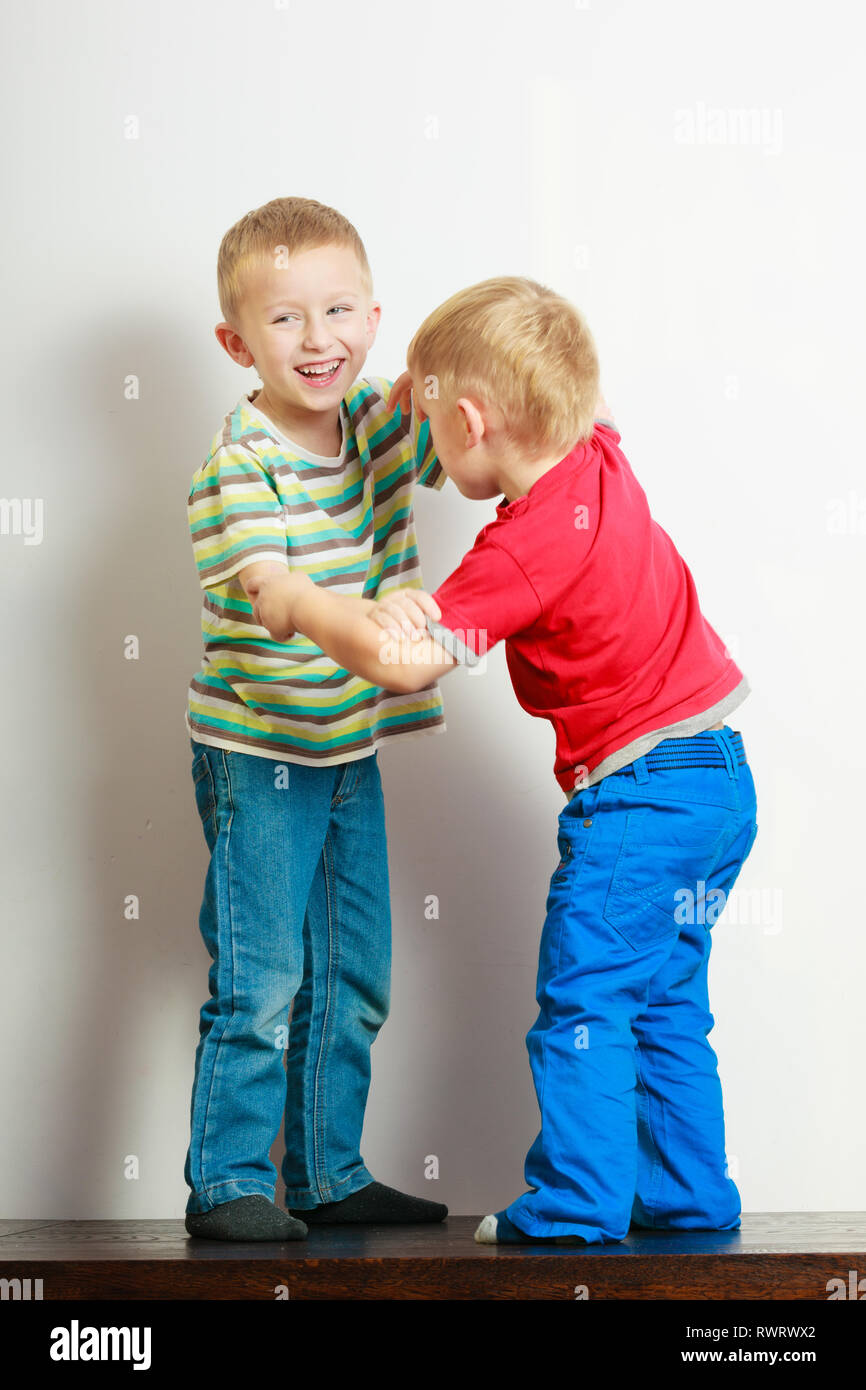 Childhood, relationship between brothers concept. Two little boys ...