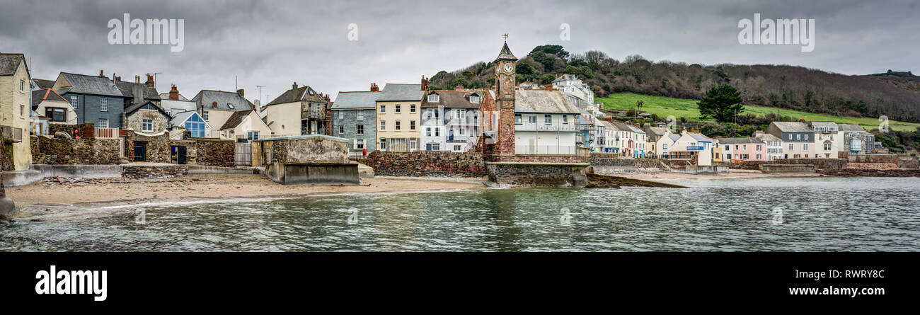 A very wide colour panoramic picture of the beaches and seafront ...