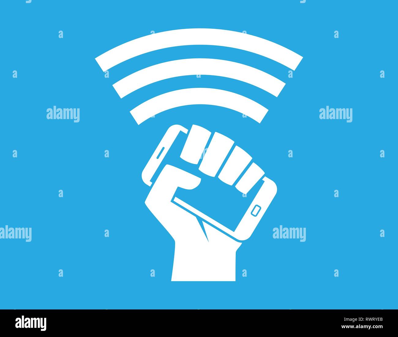 Hand holding mobile internet Stock Vector Images - Alamy