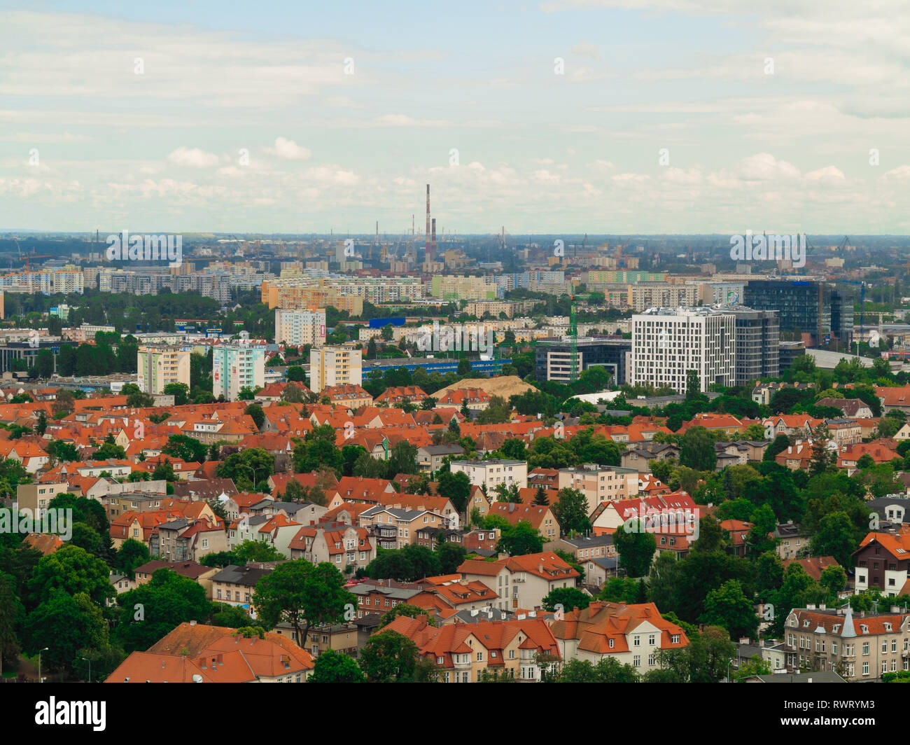 landscape. view from tower of sea and district gdansk danzig polish ...