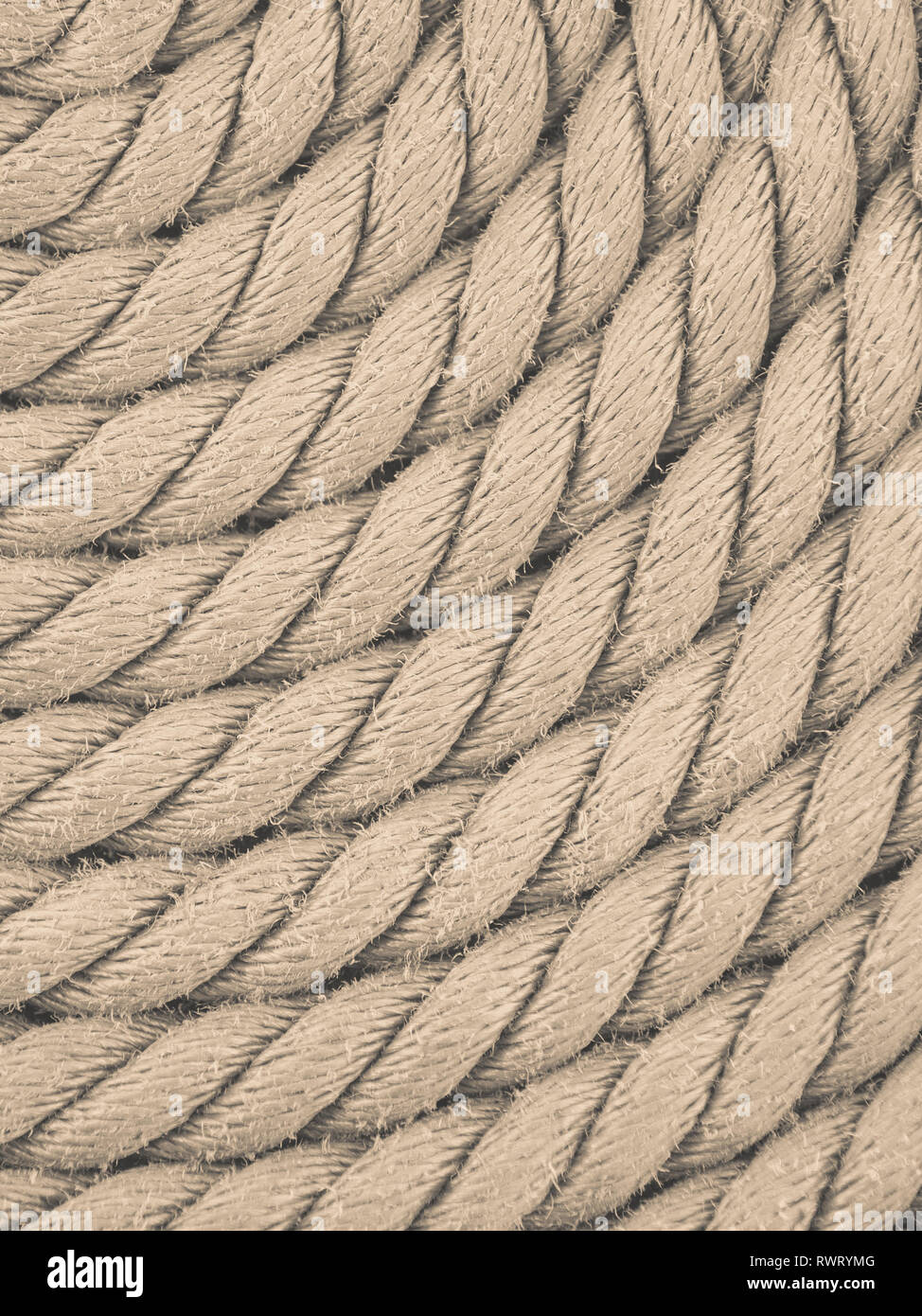 Old nautical objects concept. Circle rounded antique chest rope coil on ...