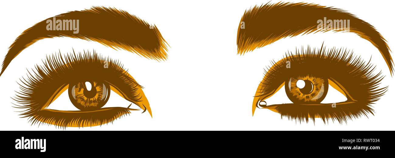 drawing of colorful yellow woman s eyes Stock Vector Image & Art - Alamy