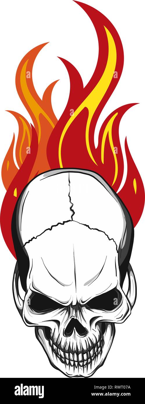 Evil Skull And Crossbones With Fire