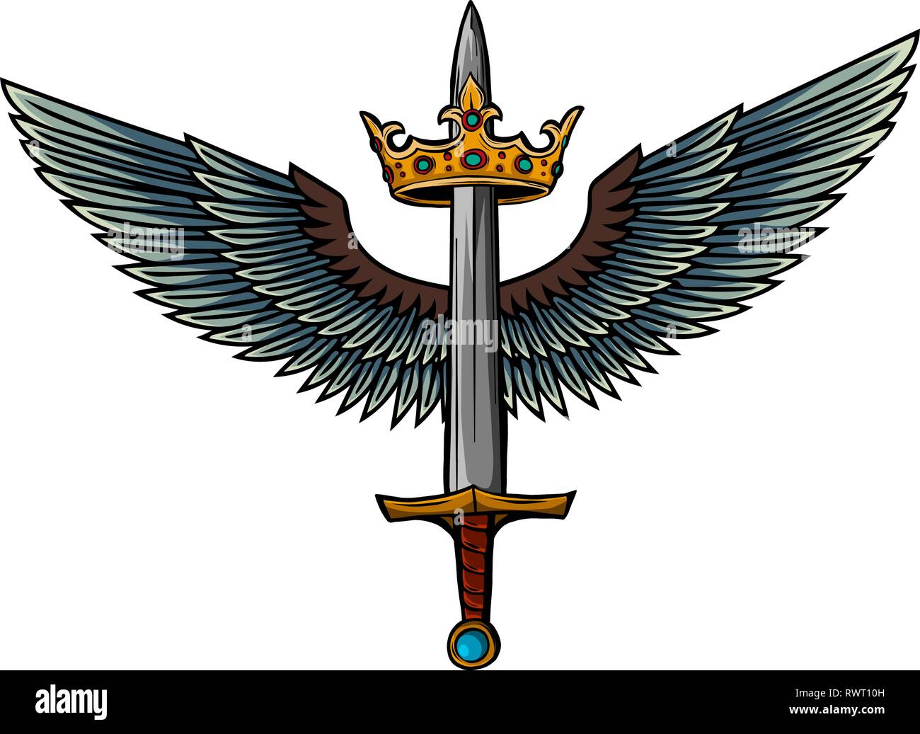 vector illustration sword with wings and king Stock Vector Image & Art ...