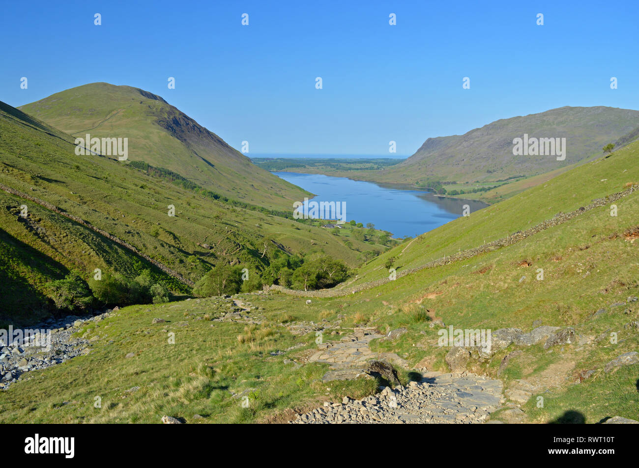 Wastwater from Brown Tongue path on route to Scafell Pike via Lords ...