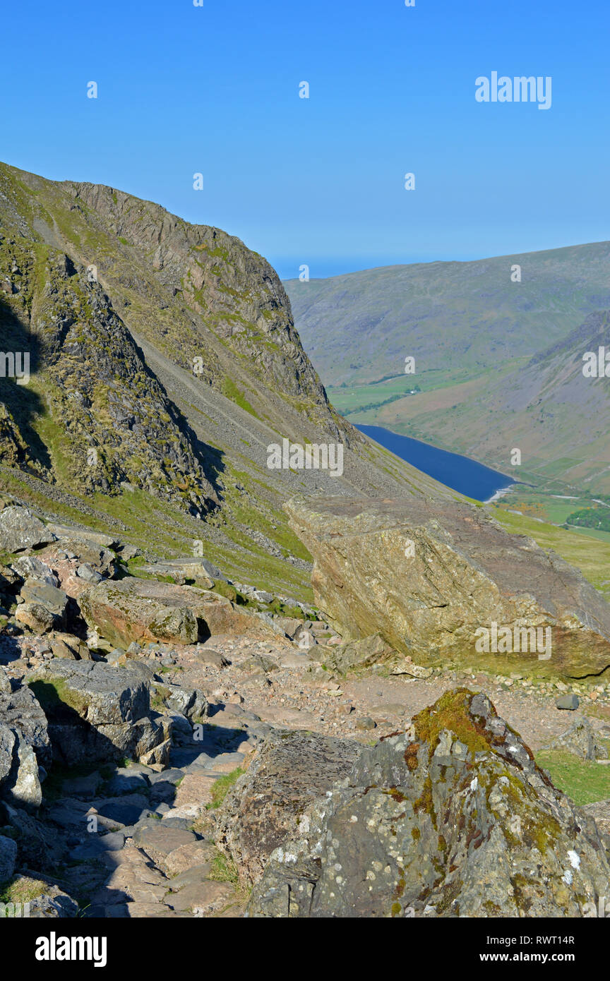 Wastwater from Brown Tongue path on route to Scafell Pike via Lords ...