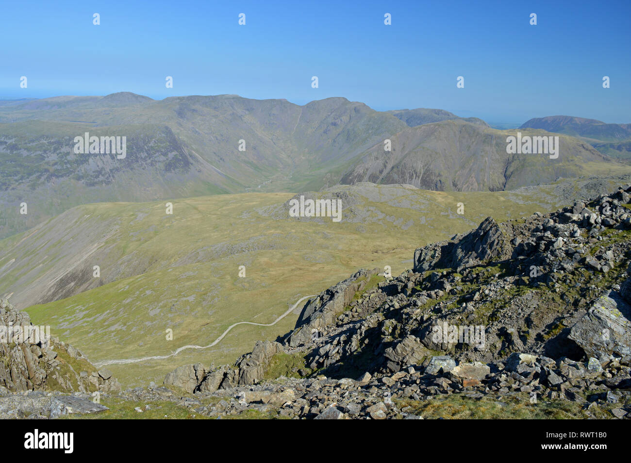 Lords Rake path views on way to summit of Scafell Pike Stock Photo - Alamy
