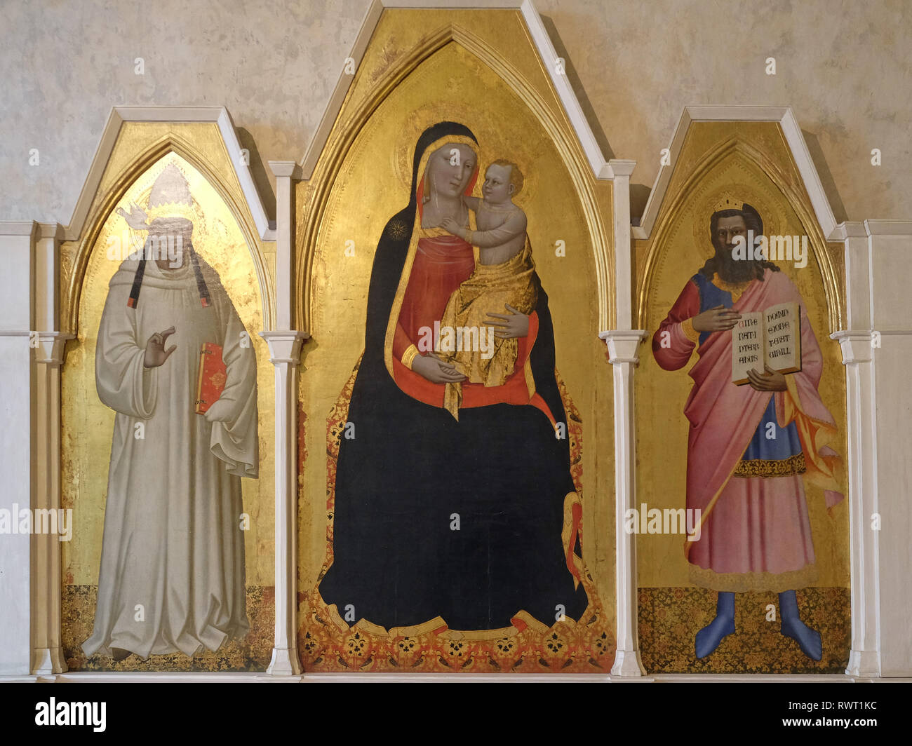 Madonna and Child with St. Gregory and St. Job, Triptych by Nardo di Cione, Basilica di Santa ...