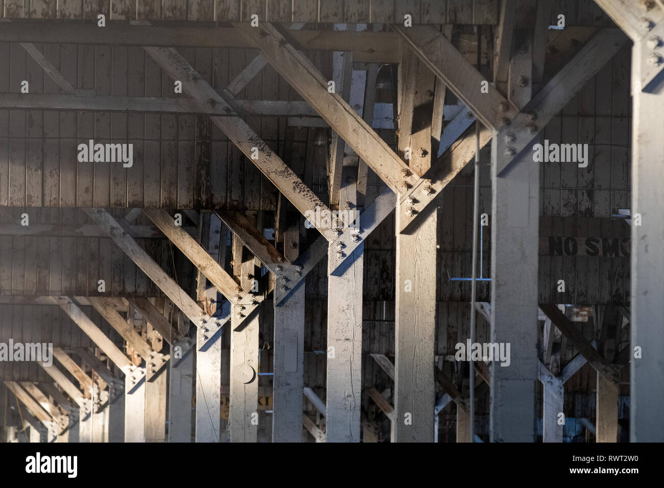 Industrial Rafters in a warehouse near the bay Stock Photo - Alamy