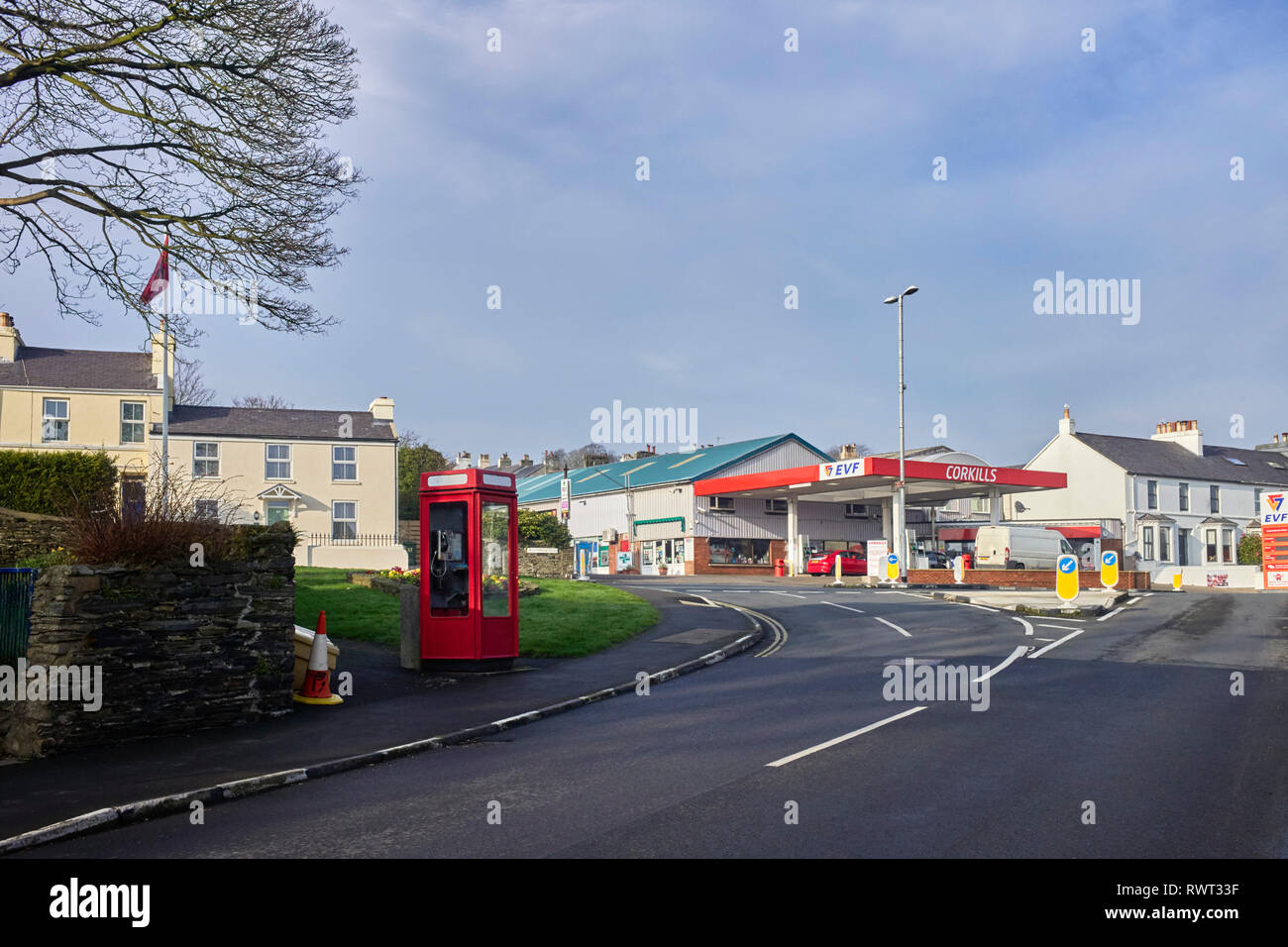 New style phonebox by the junction in Onchan, Isle of Man Stock Photo ...