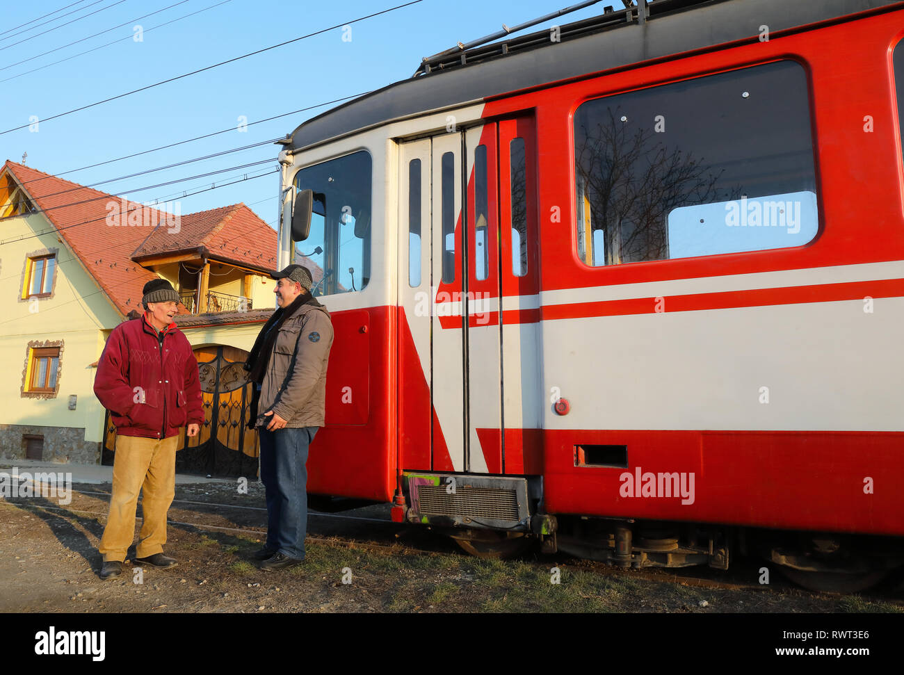The pretty, summer running tram between the village of Rasinari and the ...
