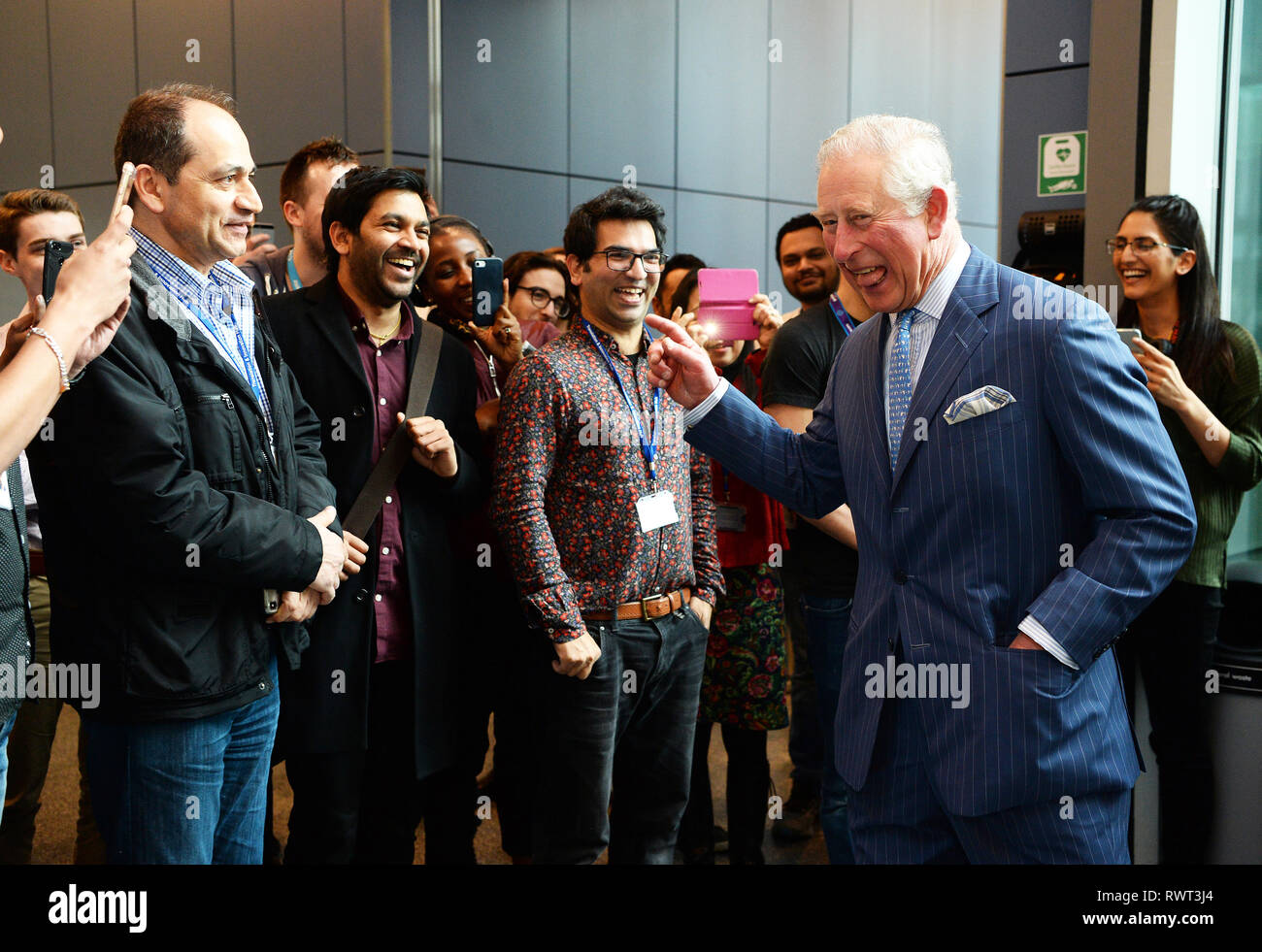 The Prince of Wales speaks to students after his visit to Polymateria ...