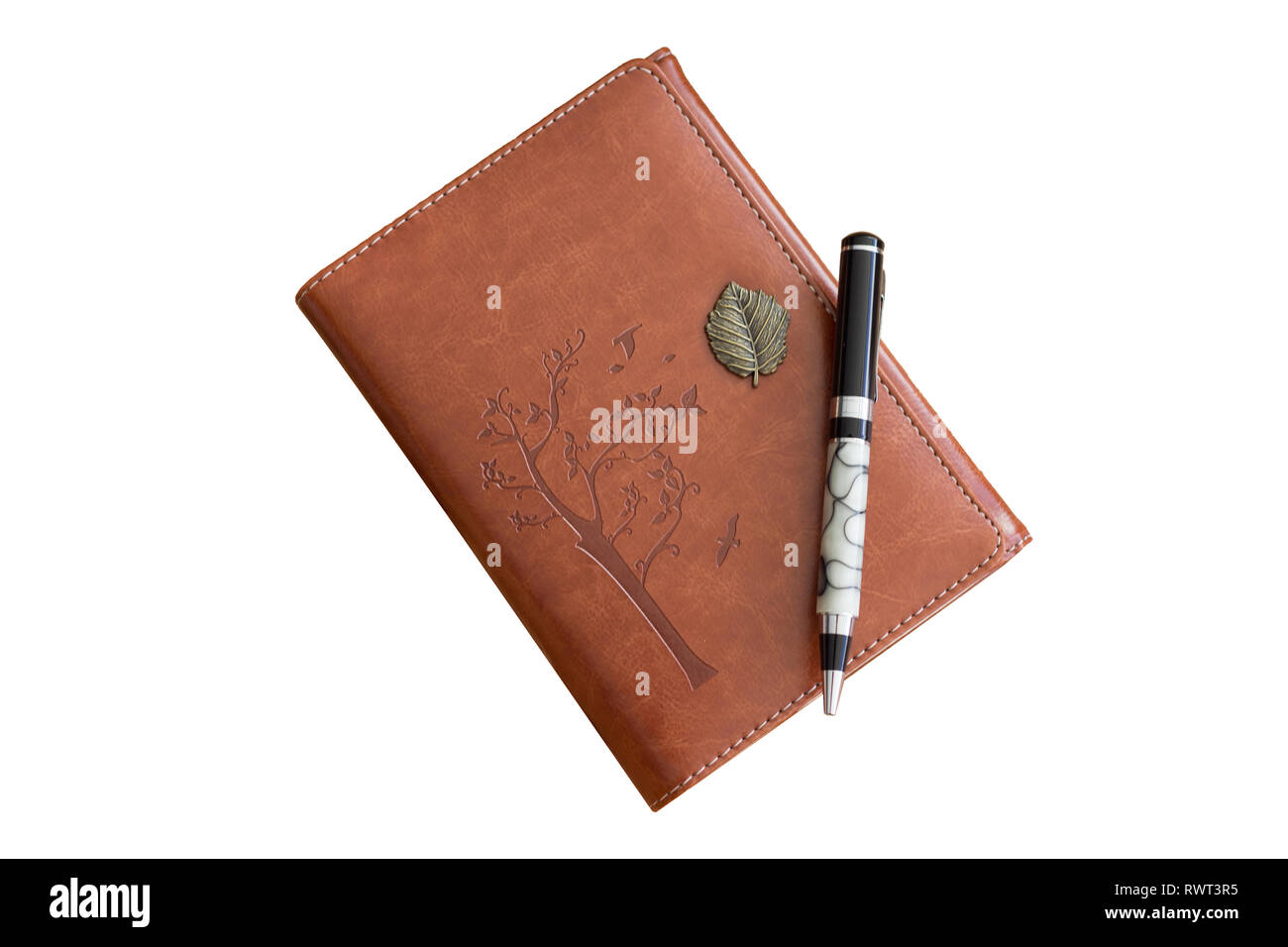 Diary on white background Stock Photo - Alamy