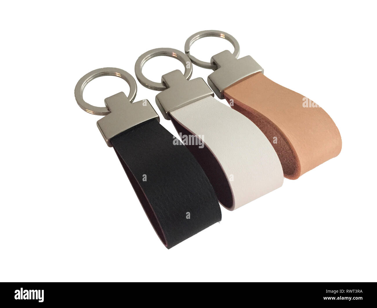 Leather key ring isolated on white background Stock Photo - Alamy