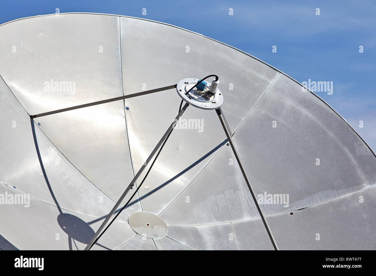 Closeup view of satellite dish.Communications Stock Photo - Alamy