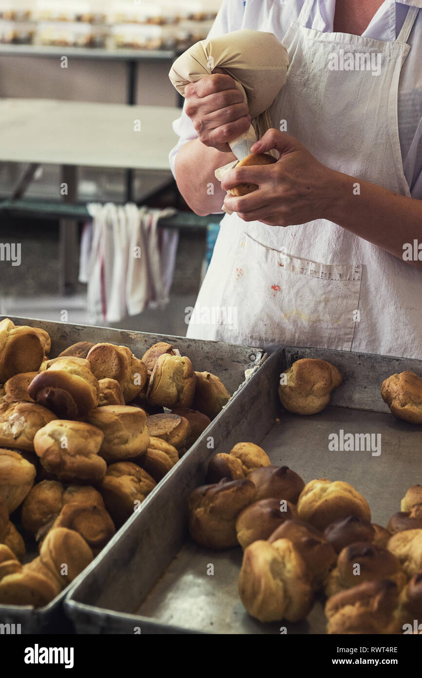Unsanitary production of cookies on factory. Dirty production with ...