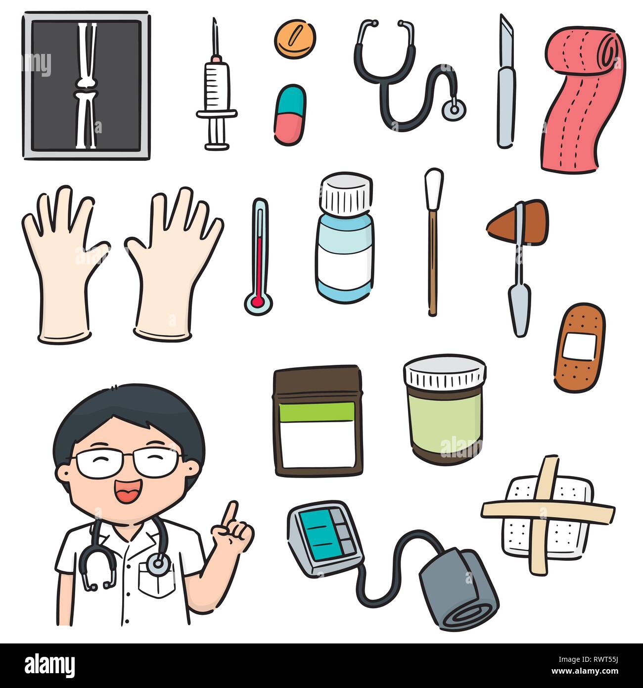 vector set of medical staff and medical equipment Stock Vector Image ...