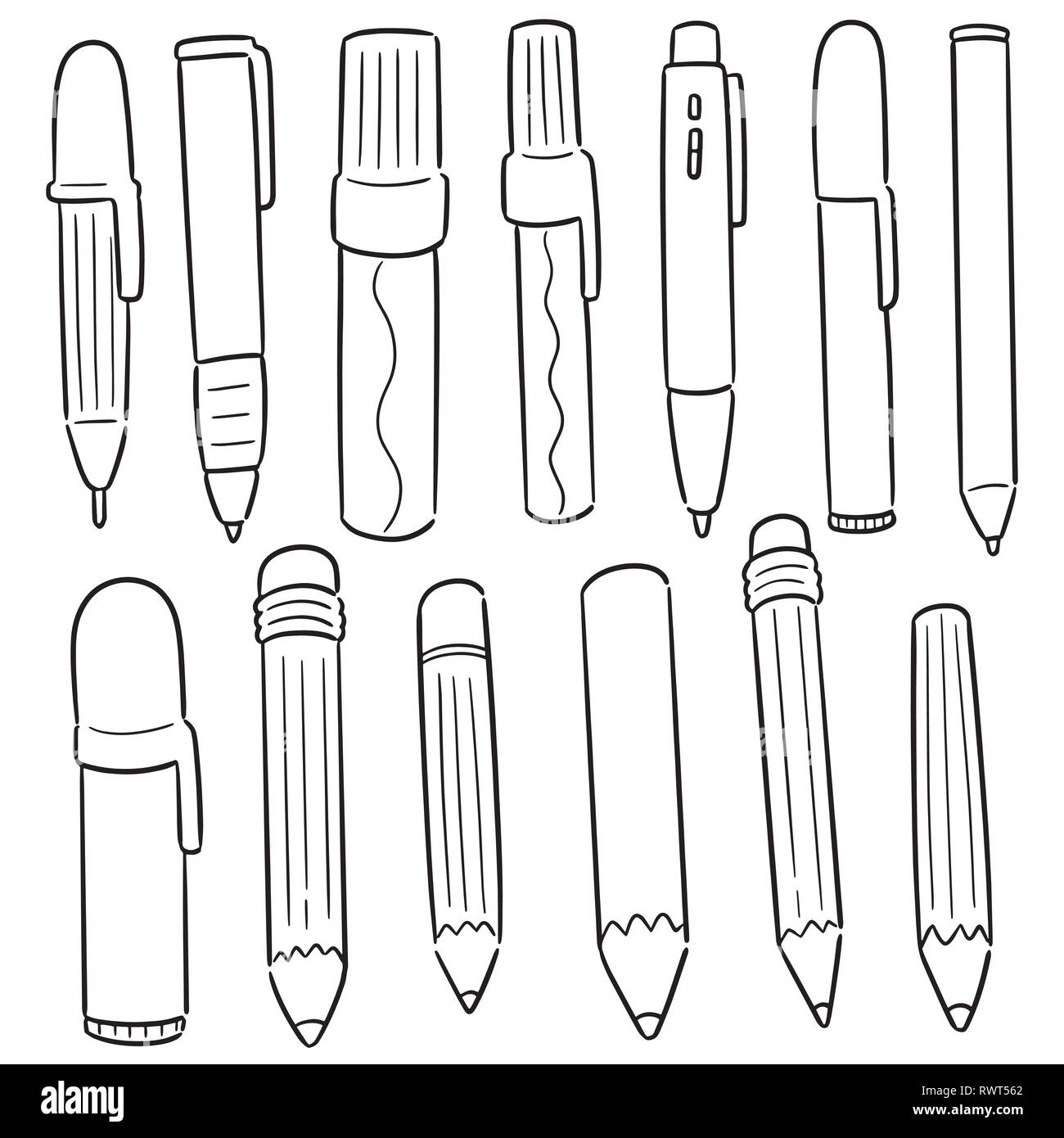 vector set of pen and pencil Stock Vector Image & Art - Alamy