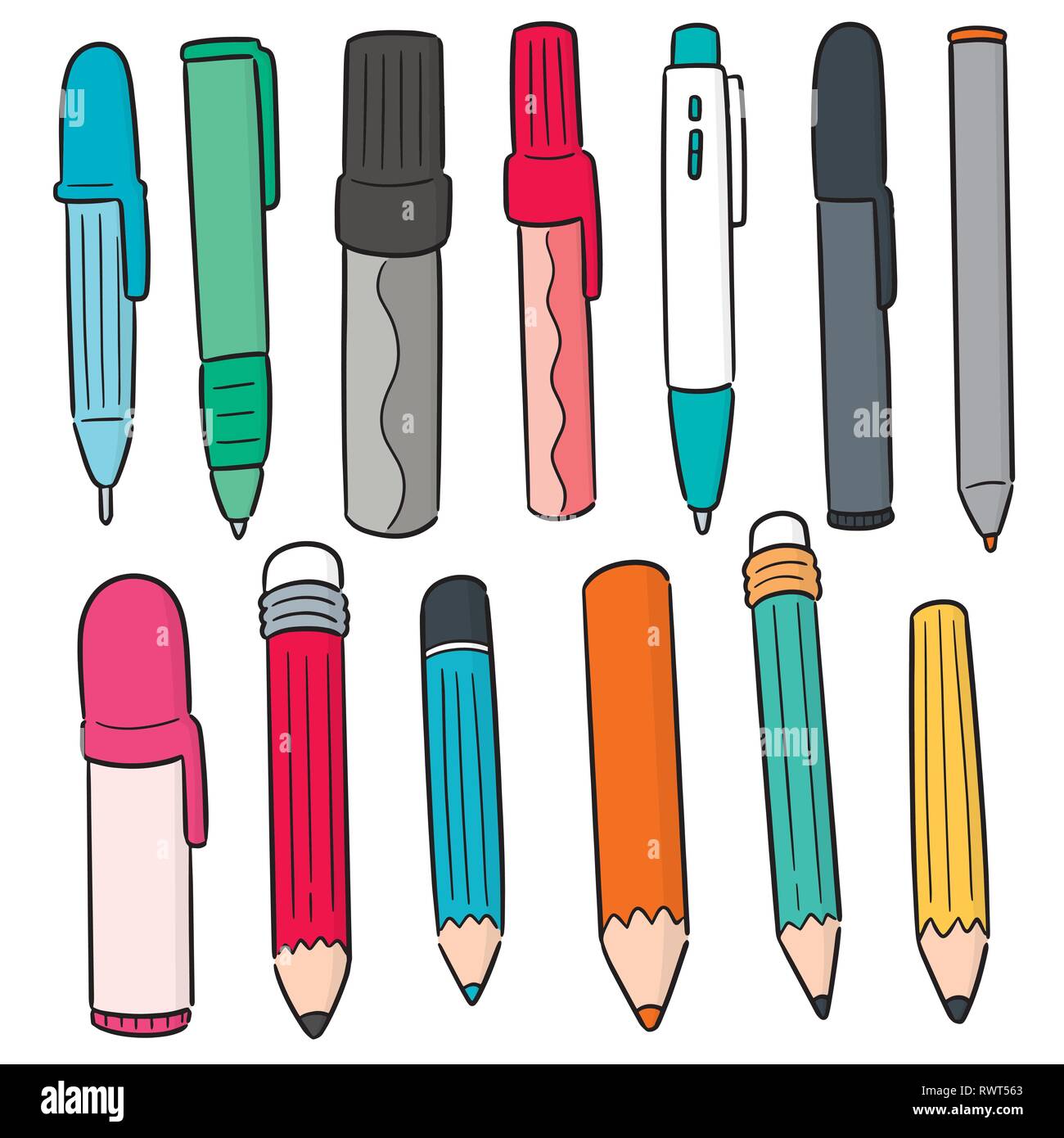 vector set of pen and pencil Stock Vector Image & Art - Alamy