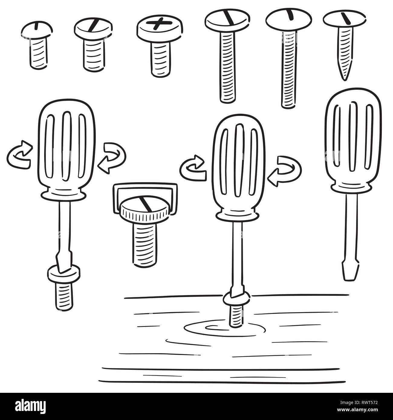 vector set of screw and screwdriver Stock Vector Image & Art - Alamy