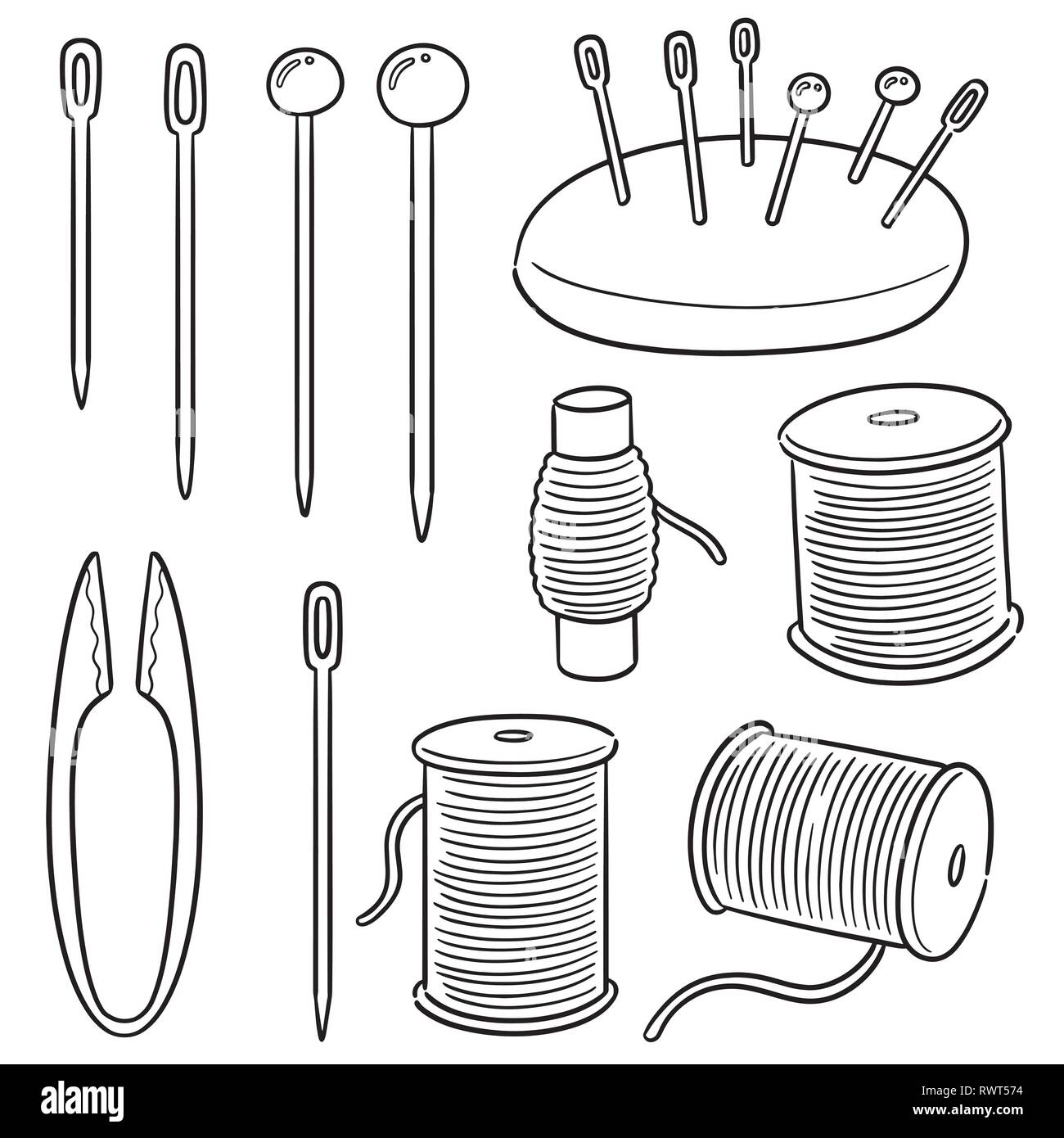 vector set of sewing accessories Stock Vector Image & Art - Alamy