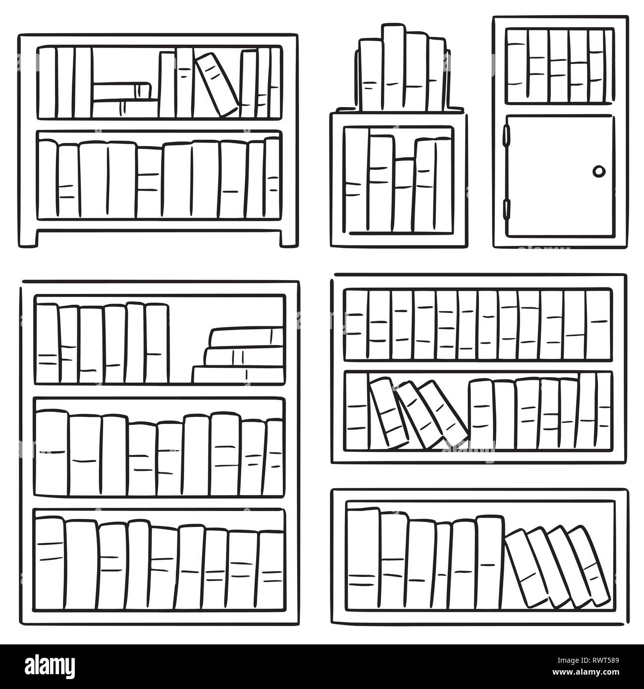 Bookshelf Clip Art Black And White