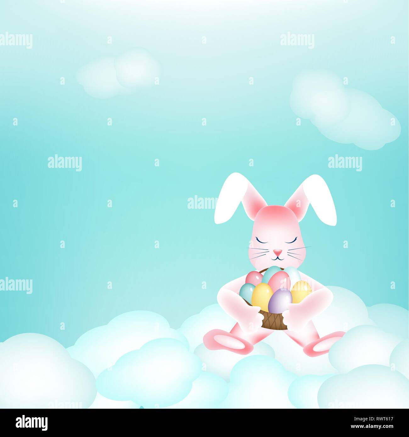 Fluffy rabbit basket eggs Stock Vector Images - Alamy