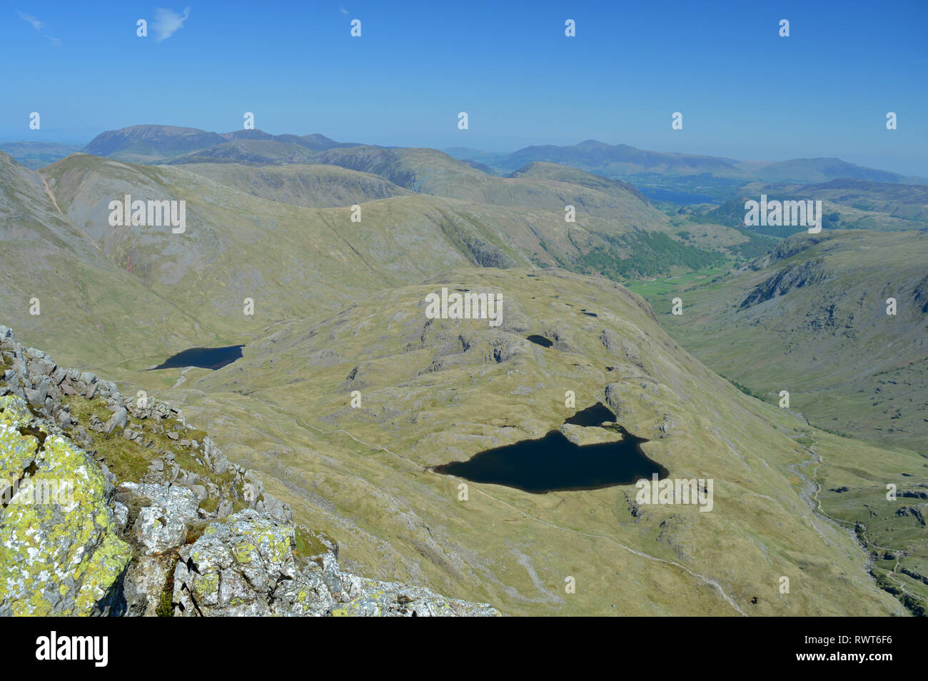 Sprinkling Tarn, Styhead and Seathwaite Fell paths as viewed from Great ...
