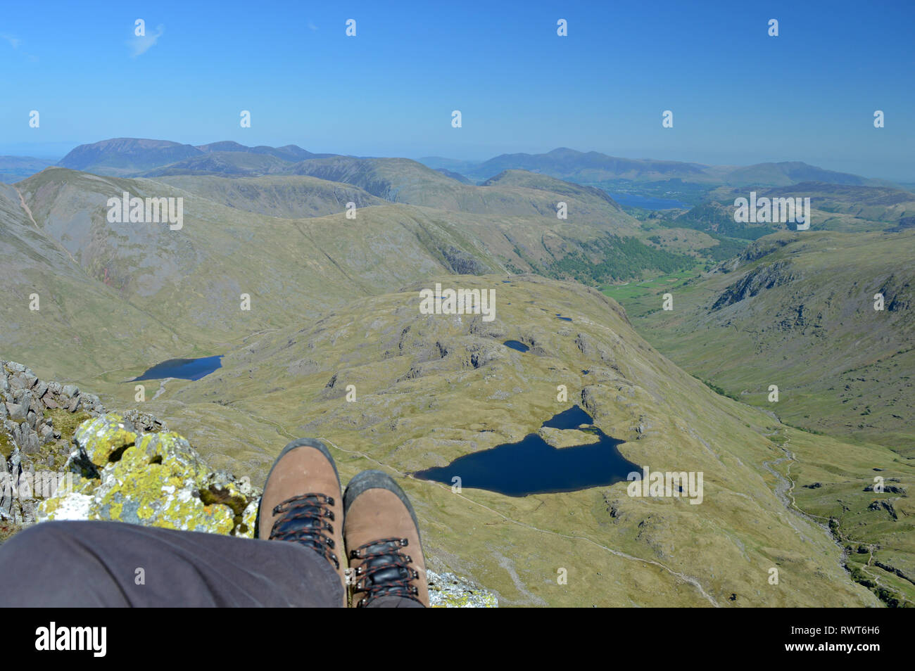 Sprinkling Tarn, Styhead and Seathwaite Fell paths as viewed from Great ...
