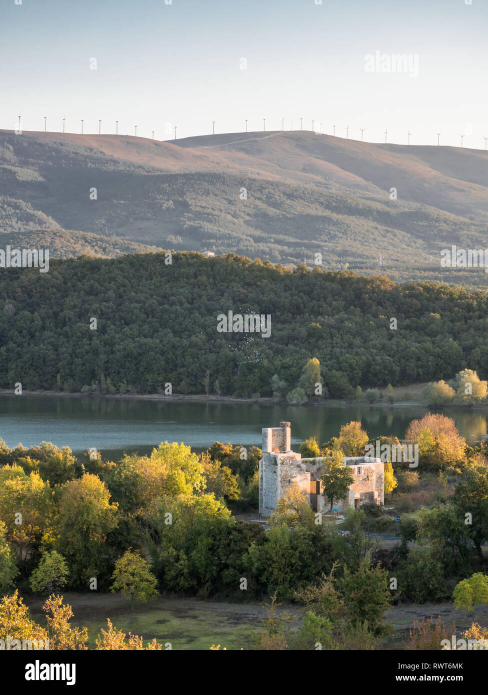 Church of the former abandoned village of Garaio at the Ullibarri ...