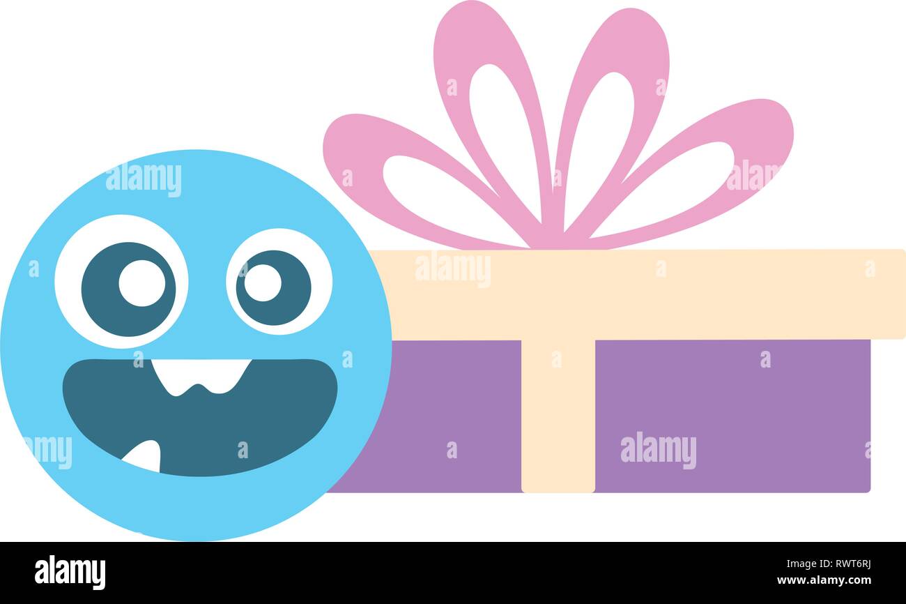 emoticon face with giftbox present vector illustration design Stock ...