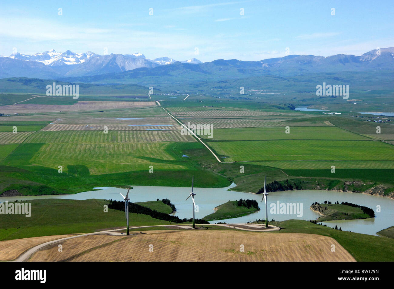 Aerial view farm wind turbines hi-res stock photography and images - Alamy