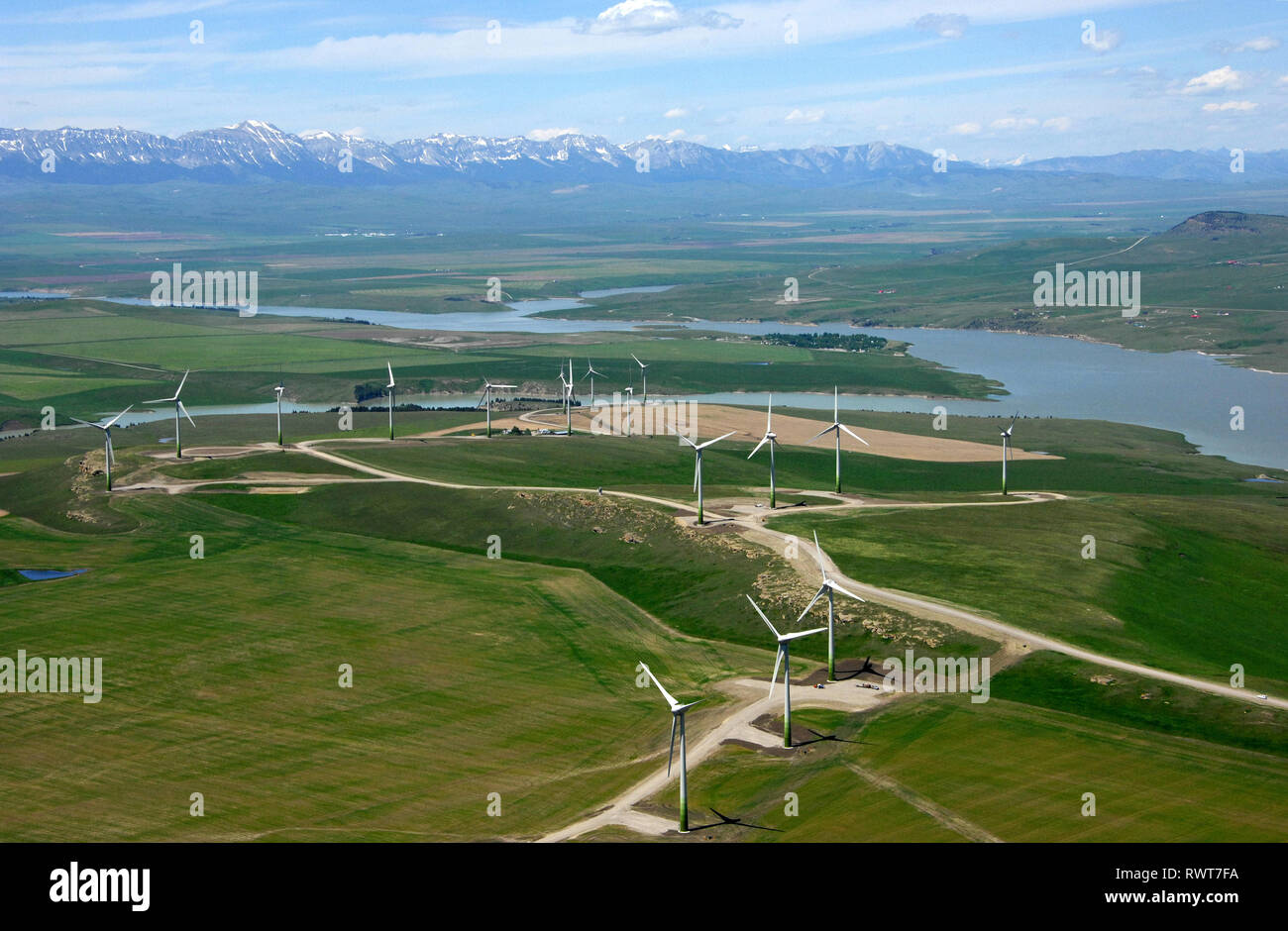aerial, wind turbines, Pincher Creek, Alberta Stock Photo - Alamy
