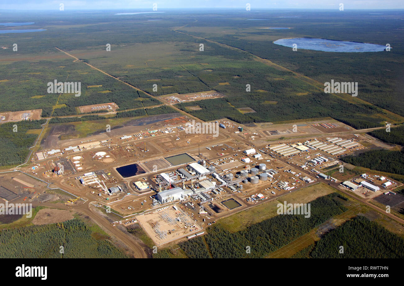 aerial, MEG Energy in situ plant, Christina Lake, Alberta Stock Photo ...