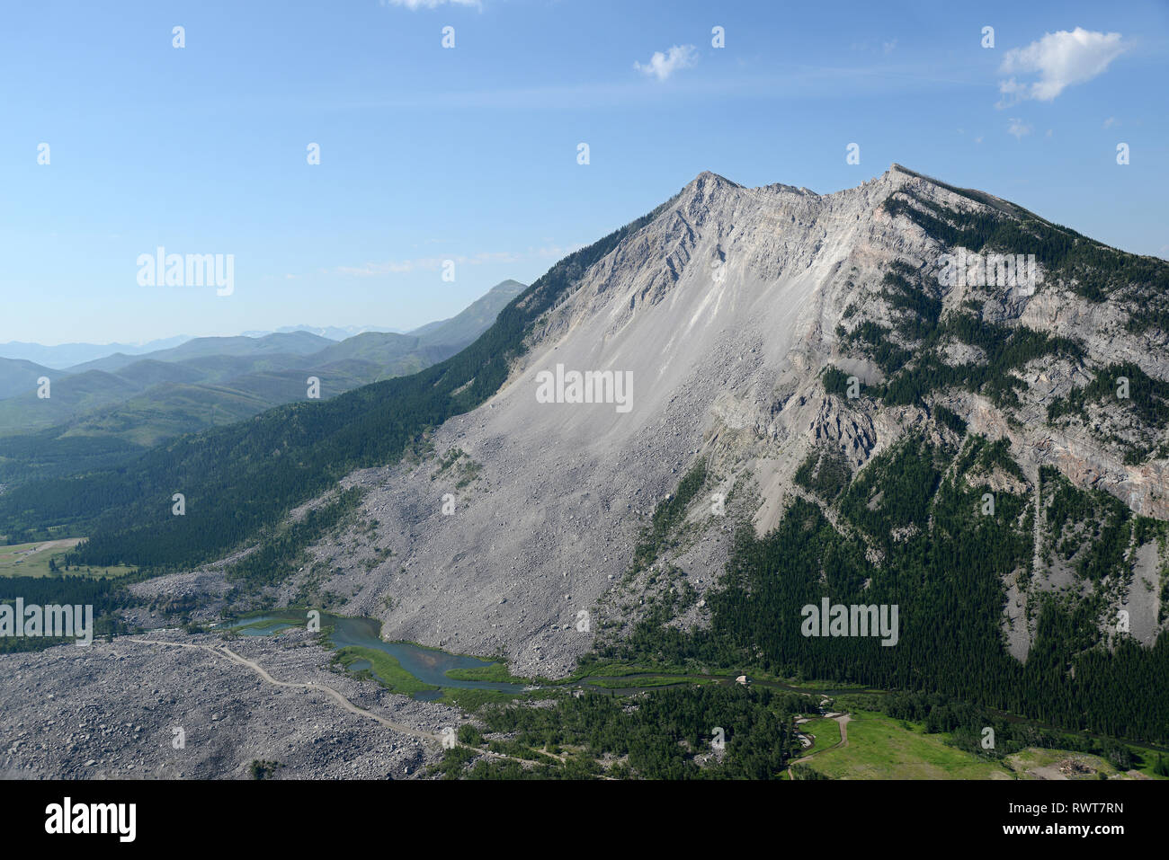 aerial, Frank Slide April 20, 1903, Frank, Alberta Stock Photo - Alamy