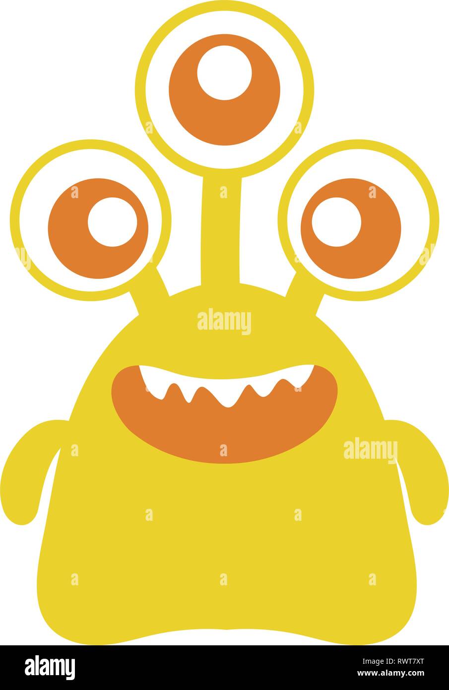 crazy monster with three eyes comic character vector illustration ...
