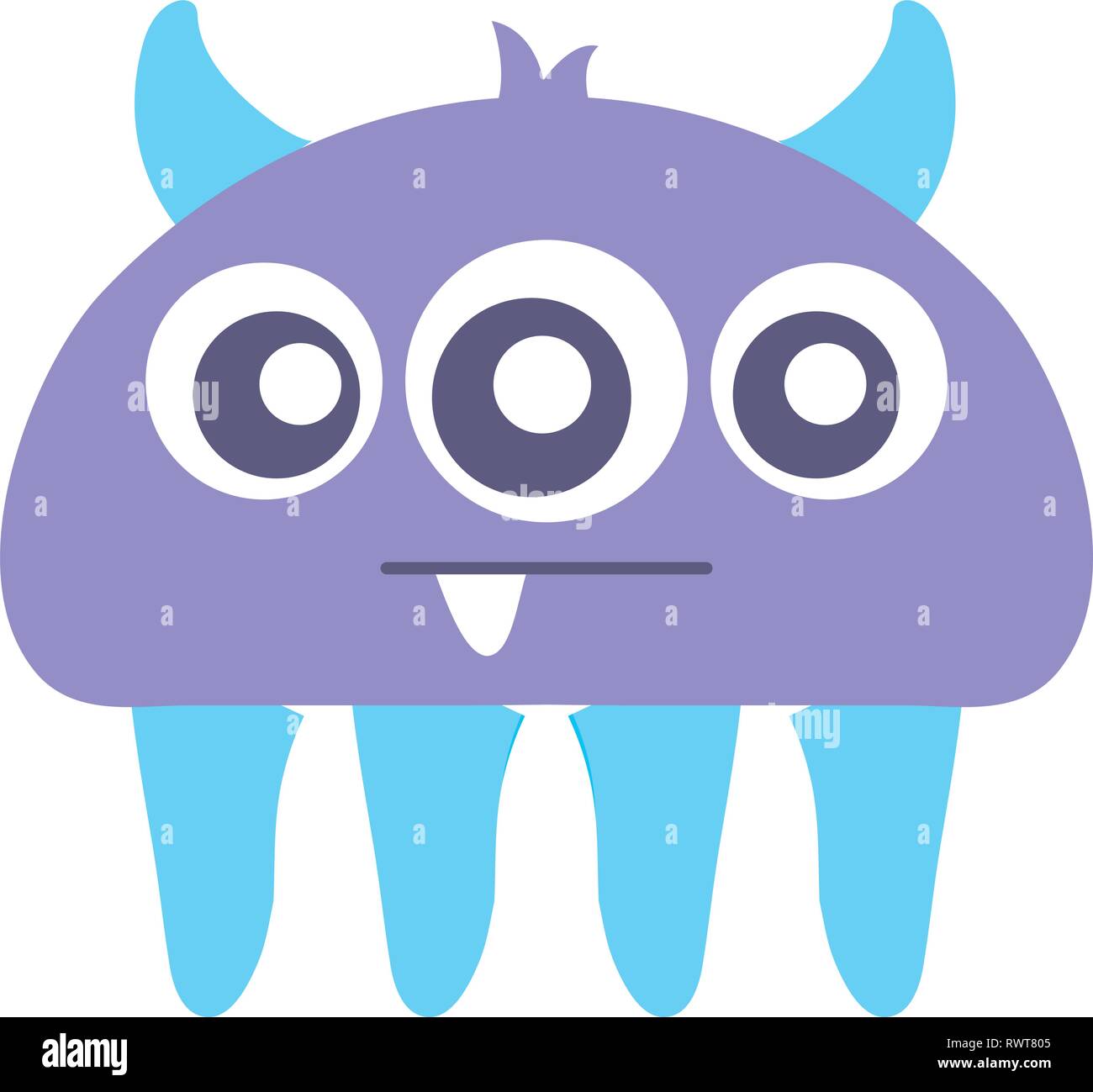 crazy monster with three eyes comic character vector illustration ...