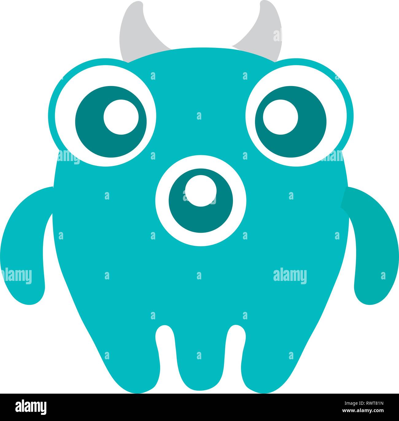 crazy monster with three eyes comic character vector illustration ...