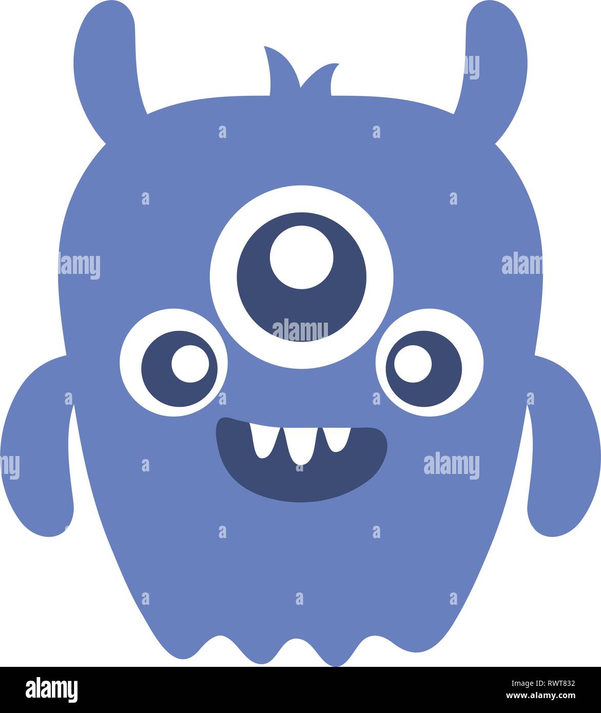 crazy monster with three eyes comic character vector illustration ...