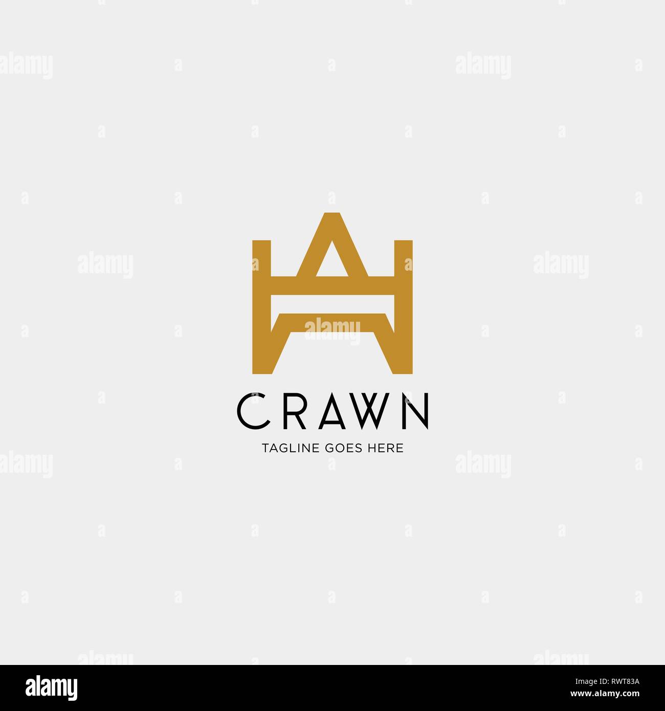 letter AW Crown Gold Initial logo template vector illustration with ...