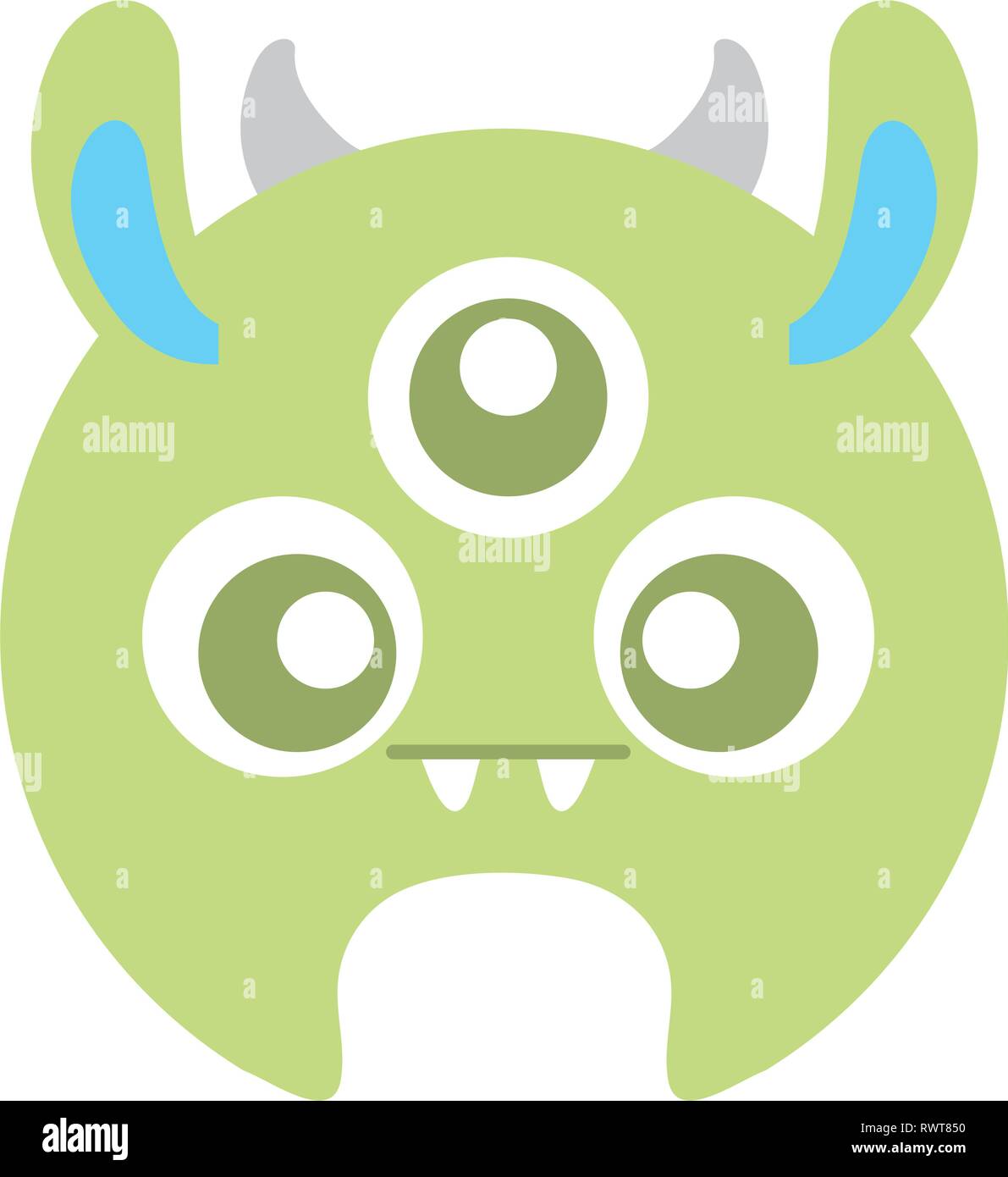 crazy monster with three eyes comic character vector illustration ...