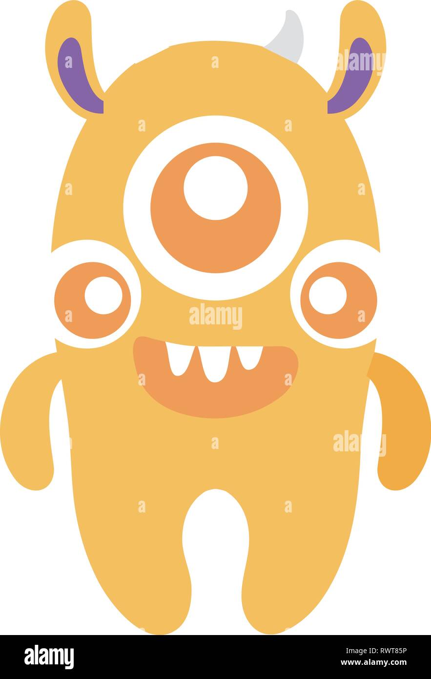 crazy monster with three eyes comic character vector illustration ...