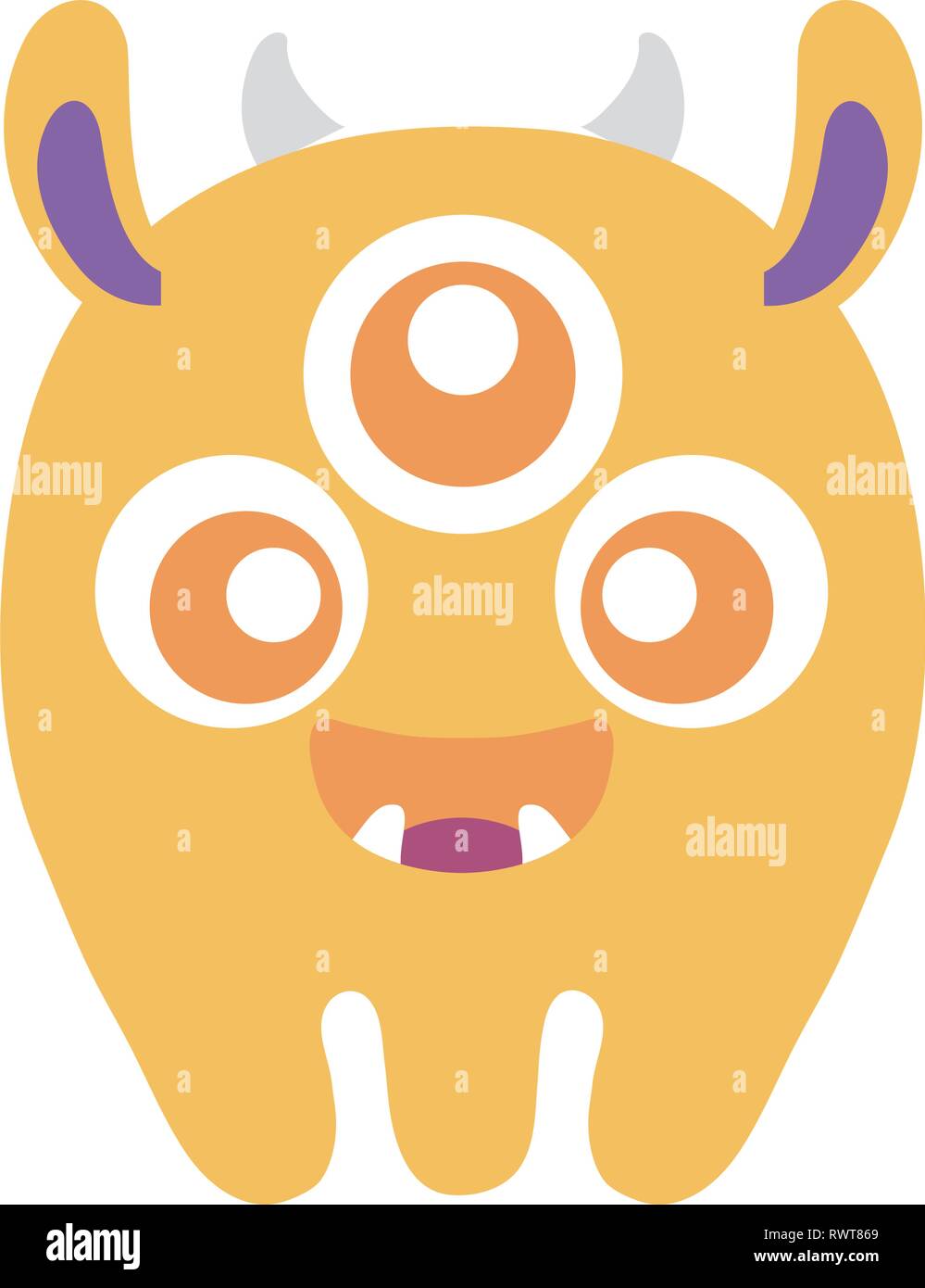 crazy monster with three eyes comic character vector illustration ...