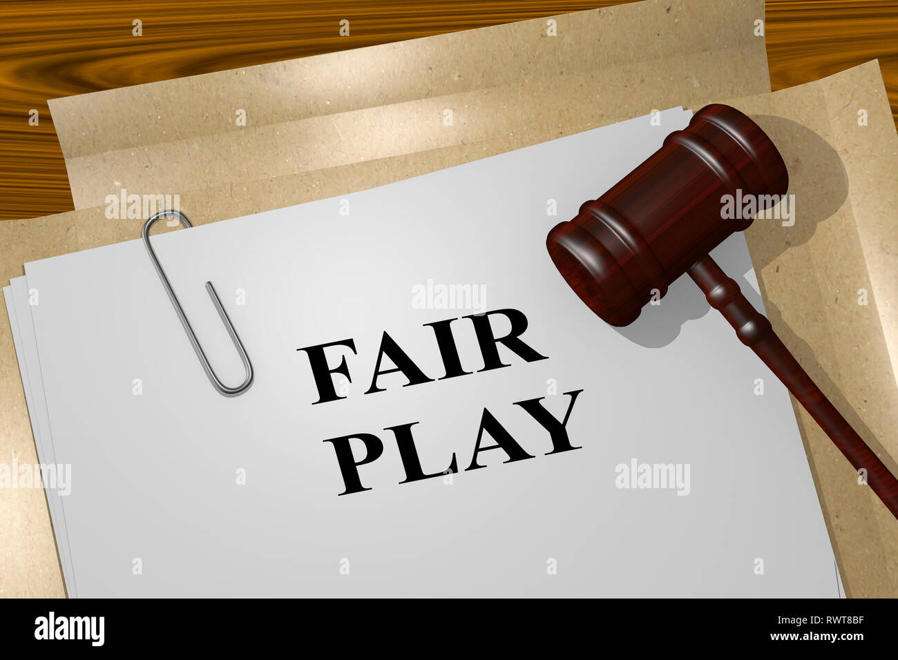 3D illustration of FAIR PLAY title on legal document Stock Photo - Alamy